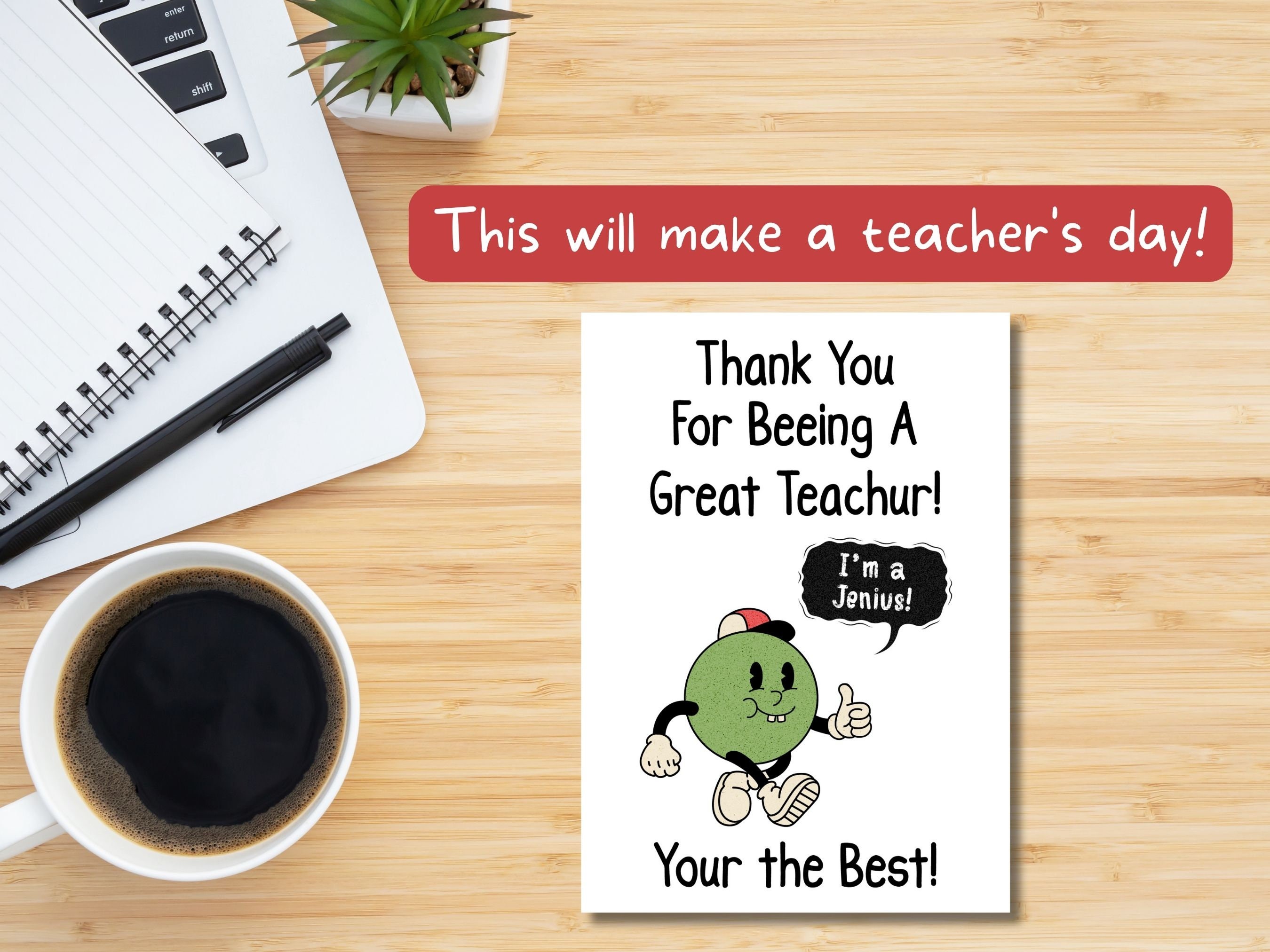 Funny Teacher Appreciation Card, Printable Teacher Thank You Card ...