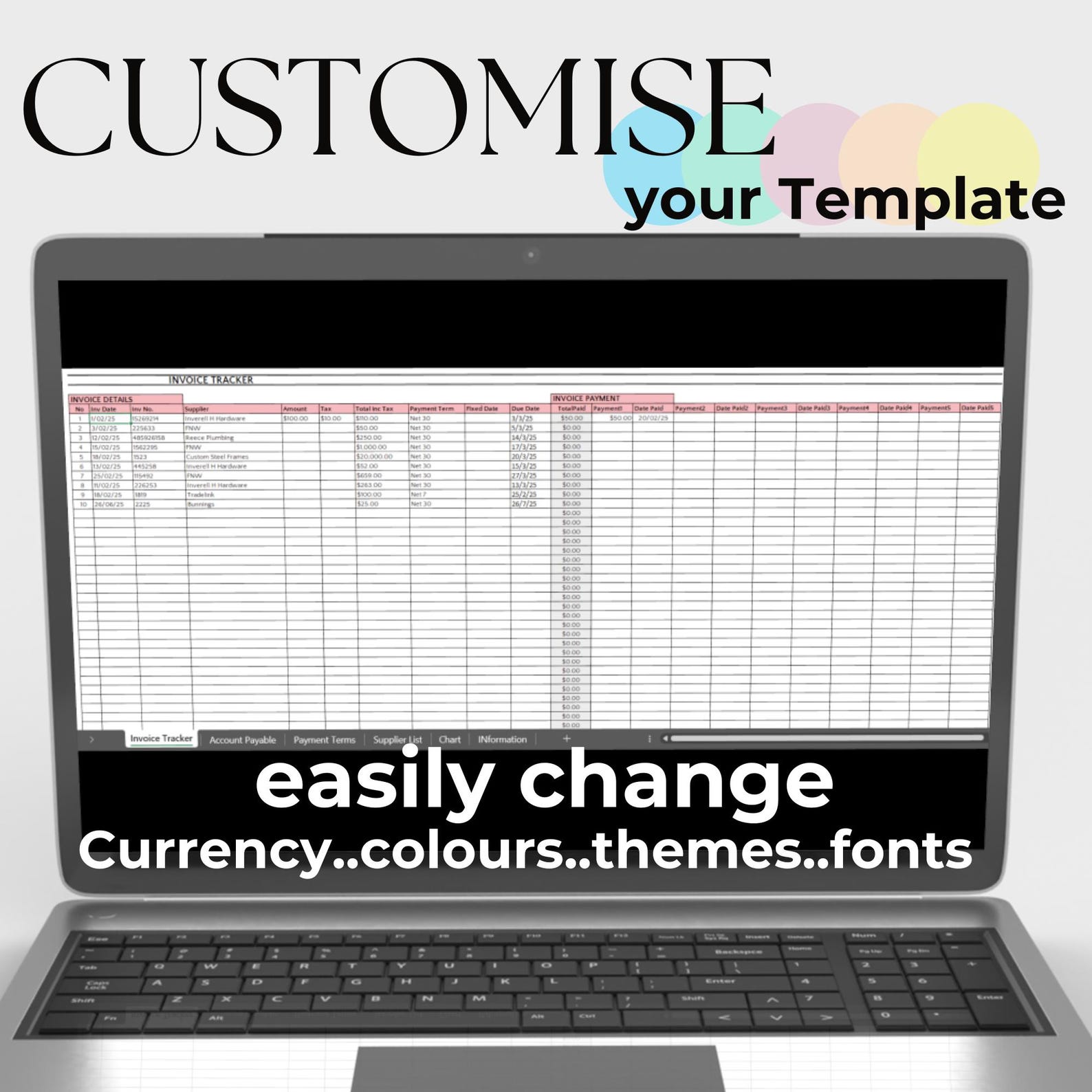 Invoice Tracker Small Business Excel Budget Bookkeeping Template ...