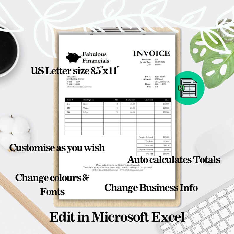 Invoice Template Excel Editable for Spreadsheet Budget Small Business ...