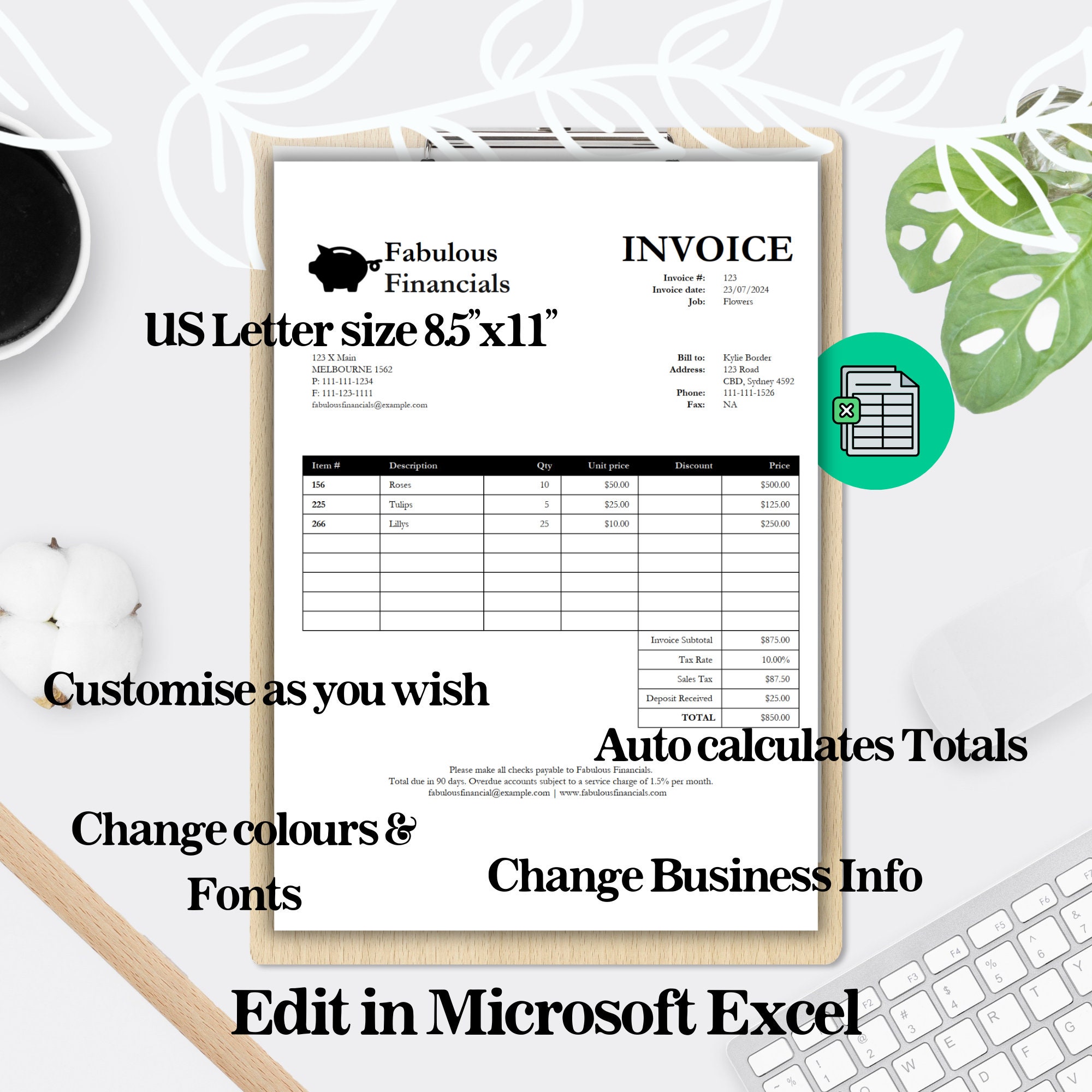 Invoice Template Excel Editable for Spreadsheet Budget Small Business ...