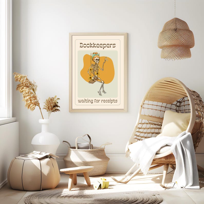 Funny Bookkeeper Skeleton Print: Halloween Office Decor (digital ...