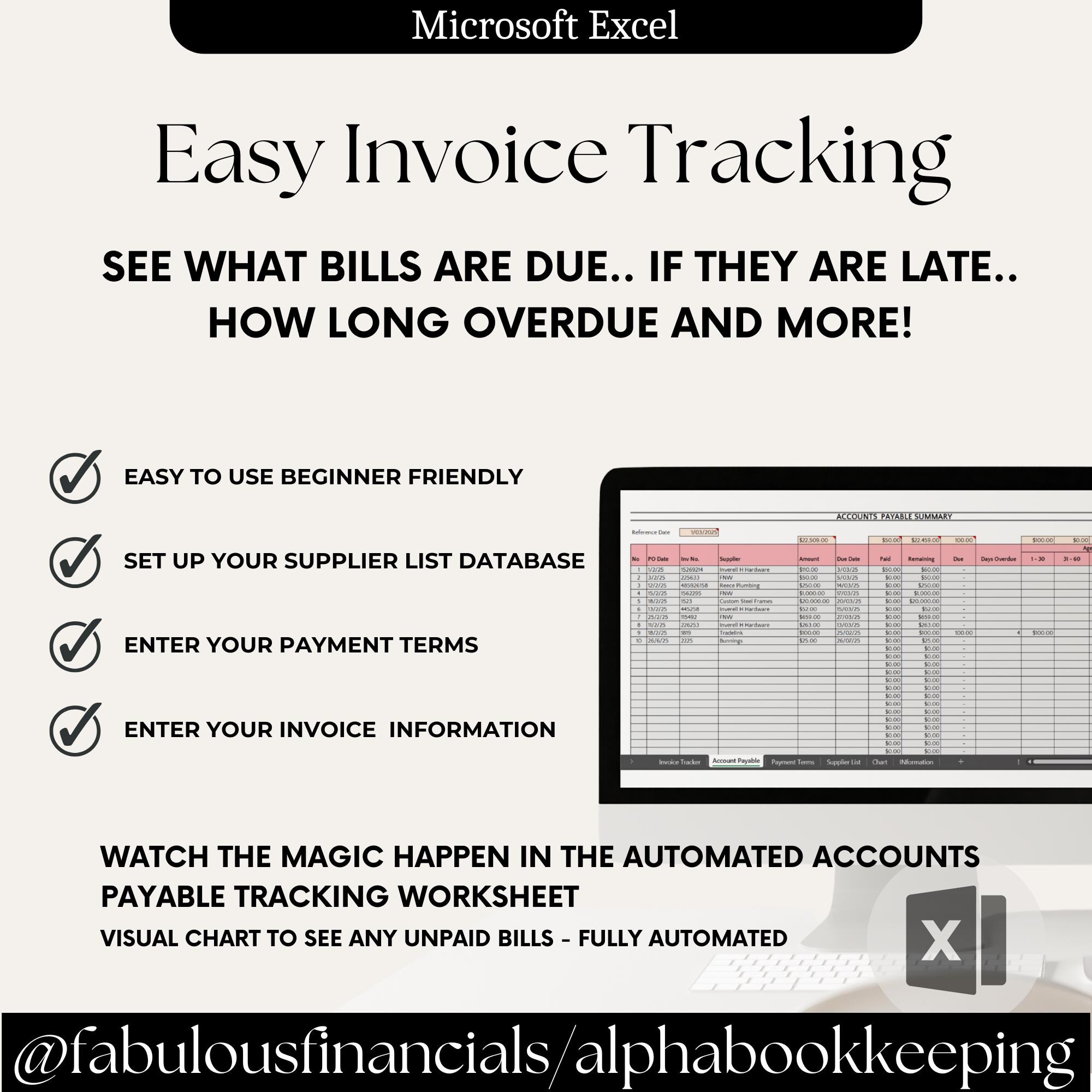 Invoice Tracker Small Business Excel Budget Bookkeeping Template ...
