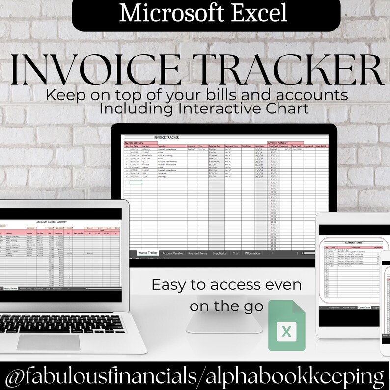 Invoice Tracker Small Business Excel Budget Bookkeeping Template ...