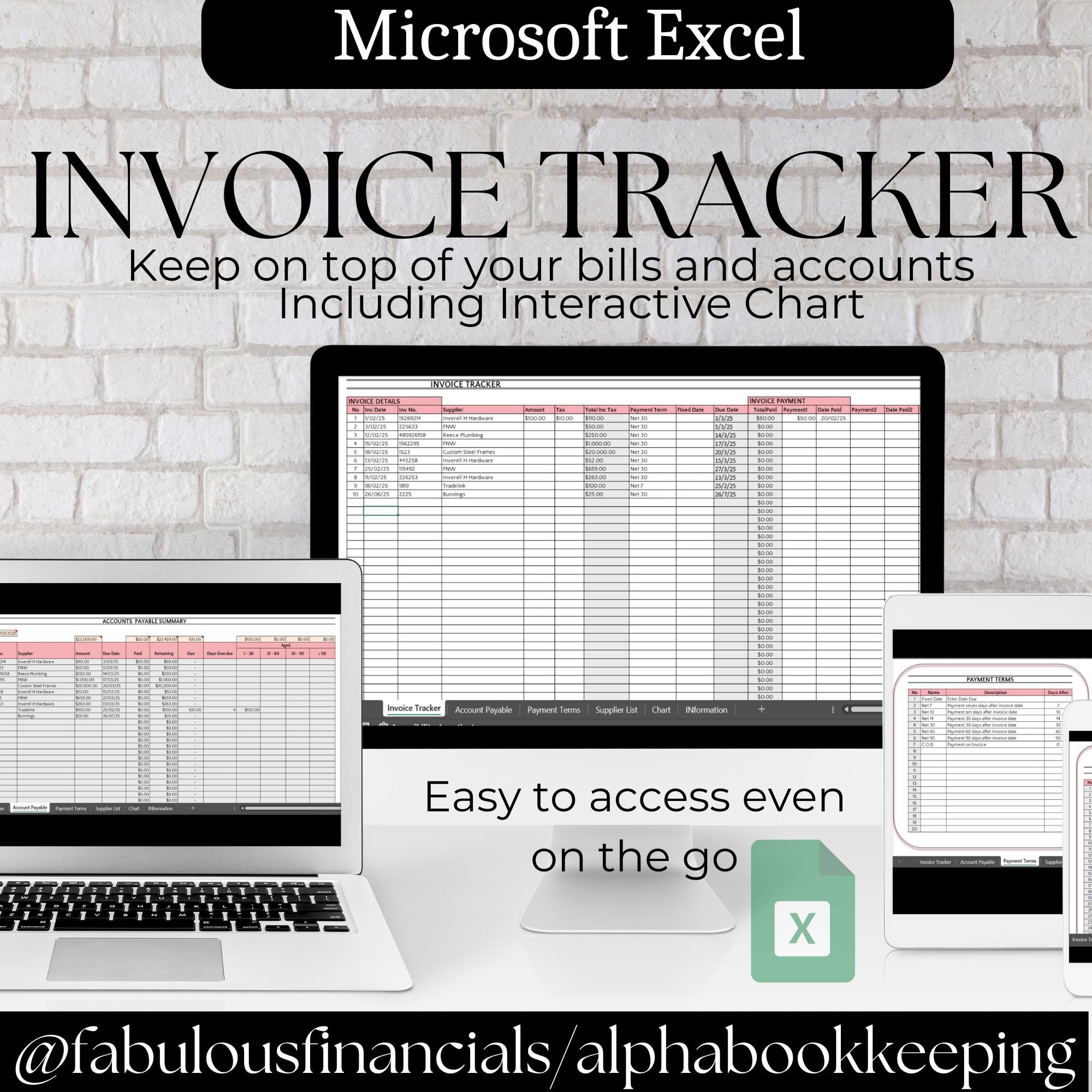 Invoice Tracker Small Business Excel Budget Bookkeeping Template ...
