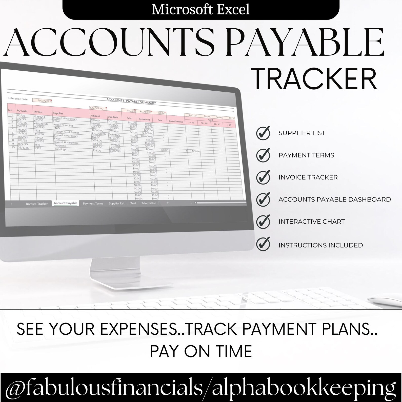 Invoice Tracker Small Business Excel Budget Bookkeeping Template ...