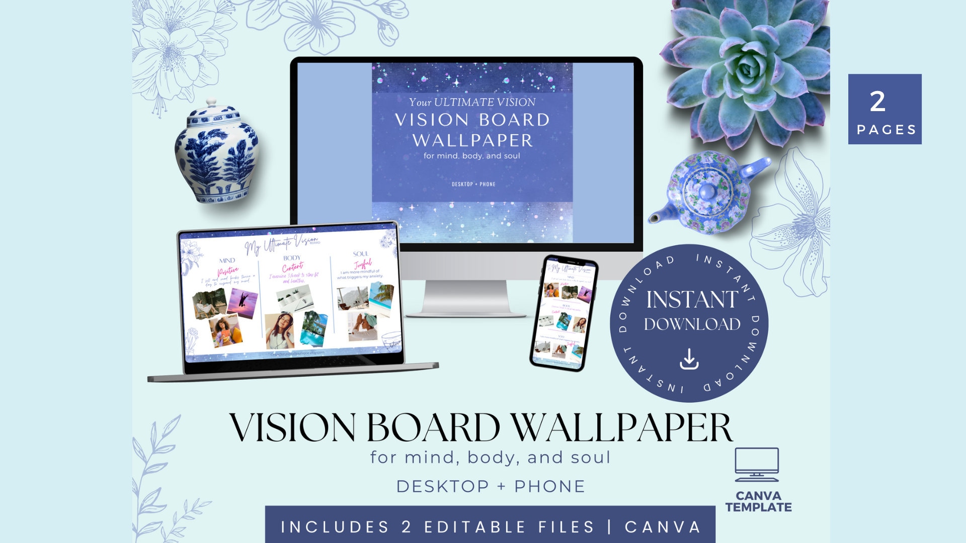 The Ultimate Vision Board Toolkit Bundle - Template Kit Printable ...