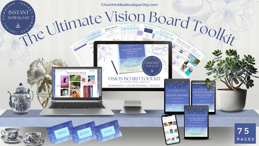 The Ultimate Vision Board Toolkit Bundle - Template Kit Printable ...