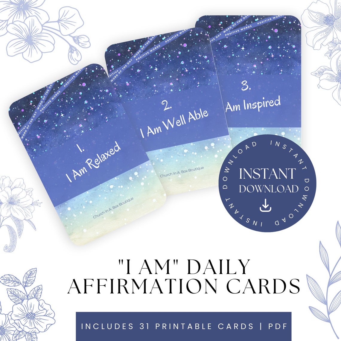 31 Daily "i Am" Affirmation Cards Printable PDF - Etsy