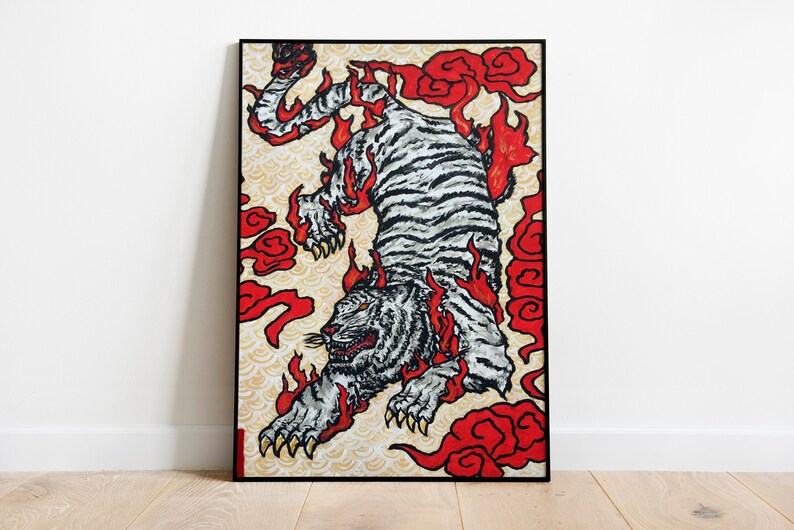 Original Art Print Byakko White Tiger - Etsy
