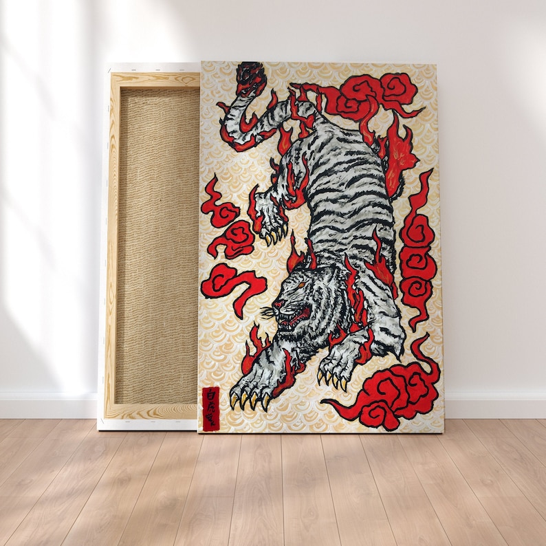 Original Art Print Byakko White Tiger - Etsy