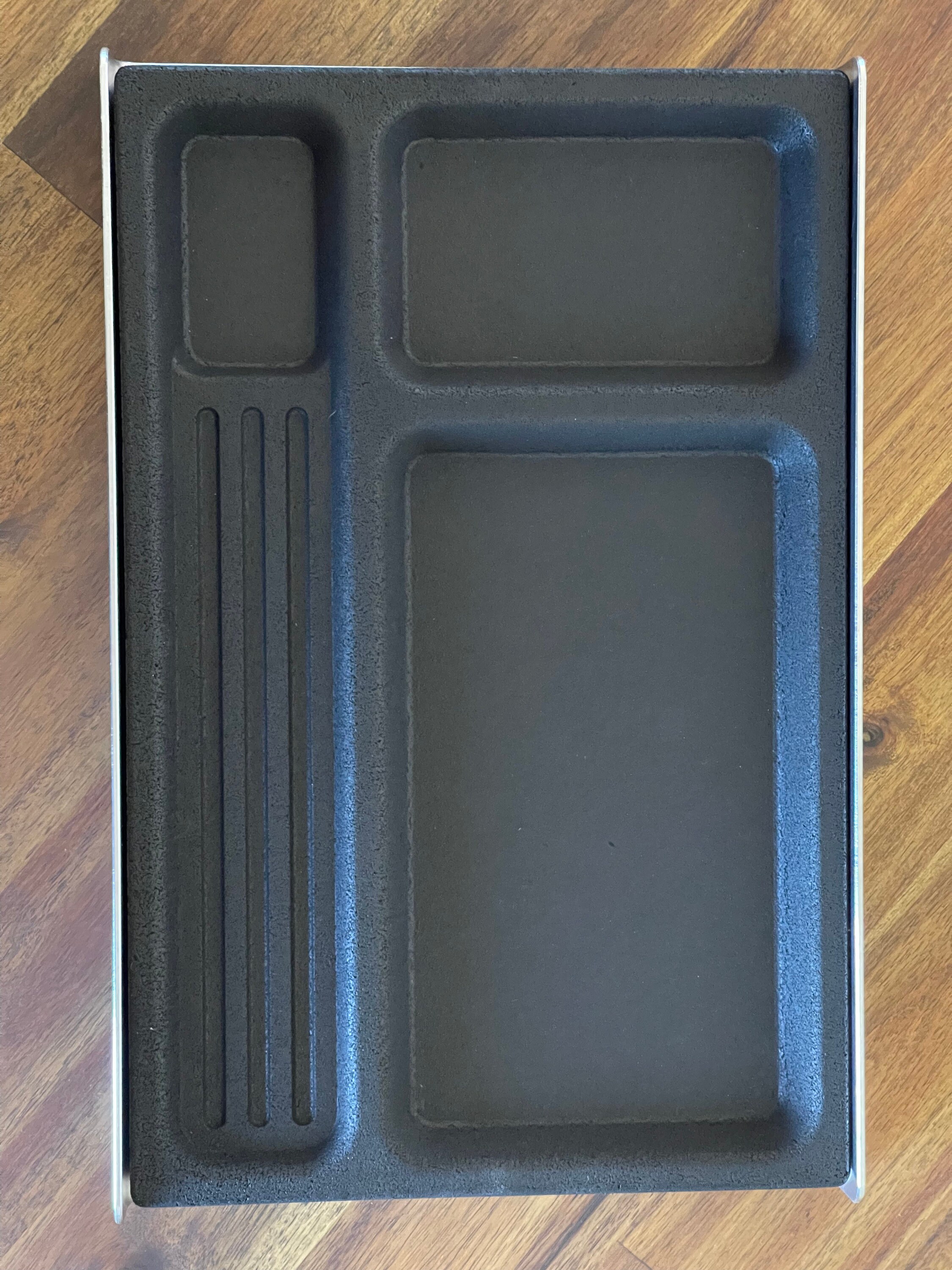 Large Brushed Aluminium and Cork Desktray and Catchall for Modern Desk ...