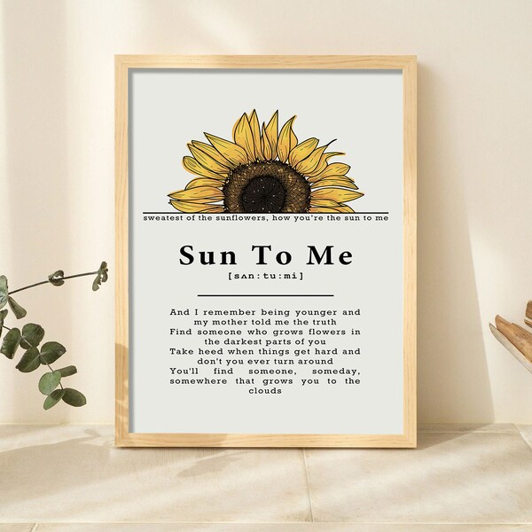 Sun to Me Lyrics Print - Etsy