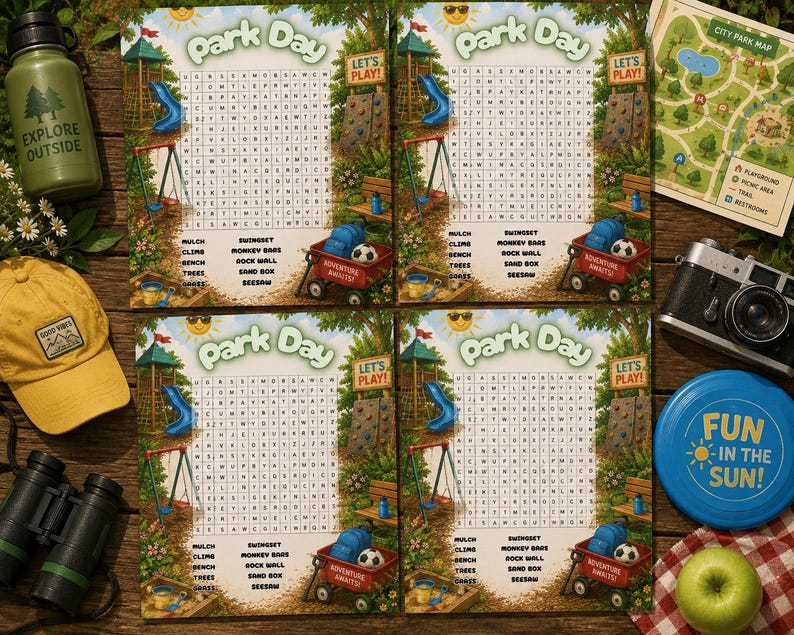 Kids Day at the Park Word Search - Etsy