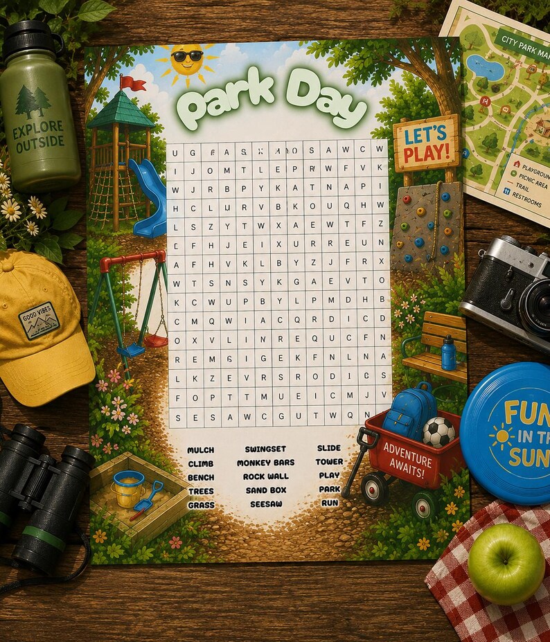 Kids Day at the Park Word Search - Etsy