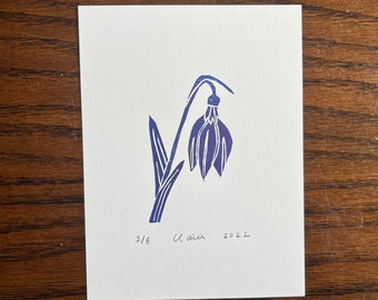 Original Snowdrop Linocut Print - Etsy