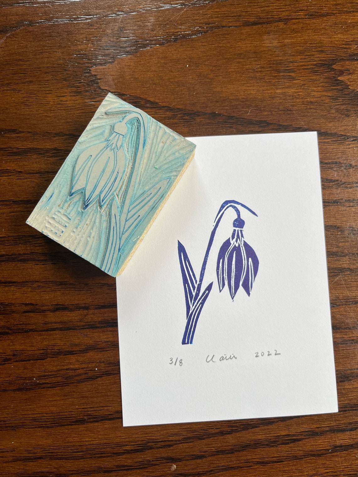 Snowdrop Flower Linocut Print - Etsy