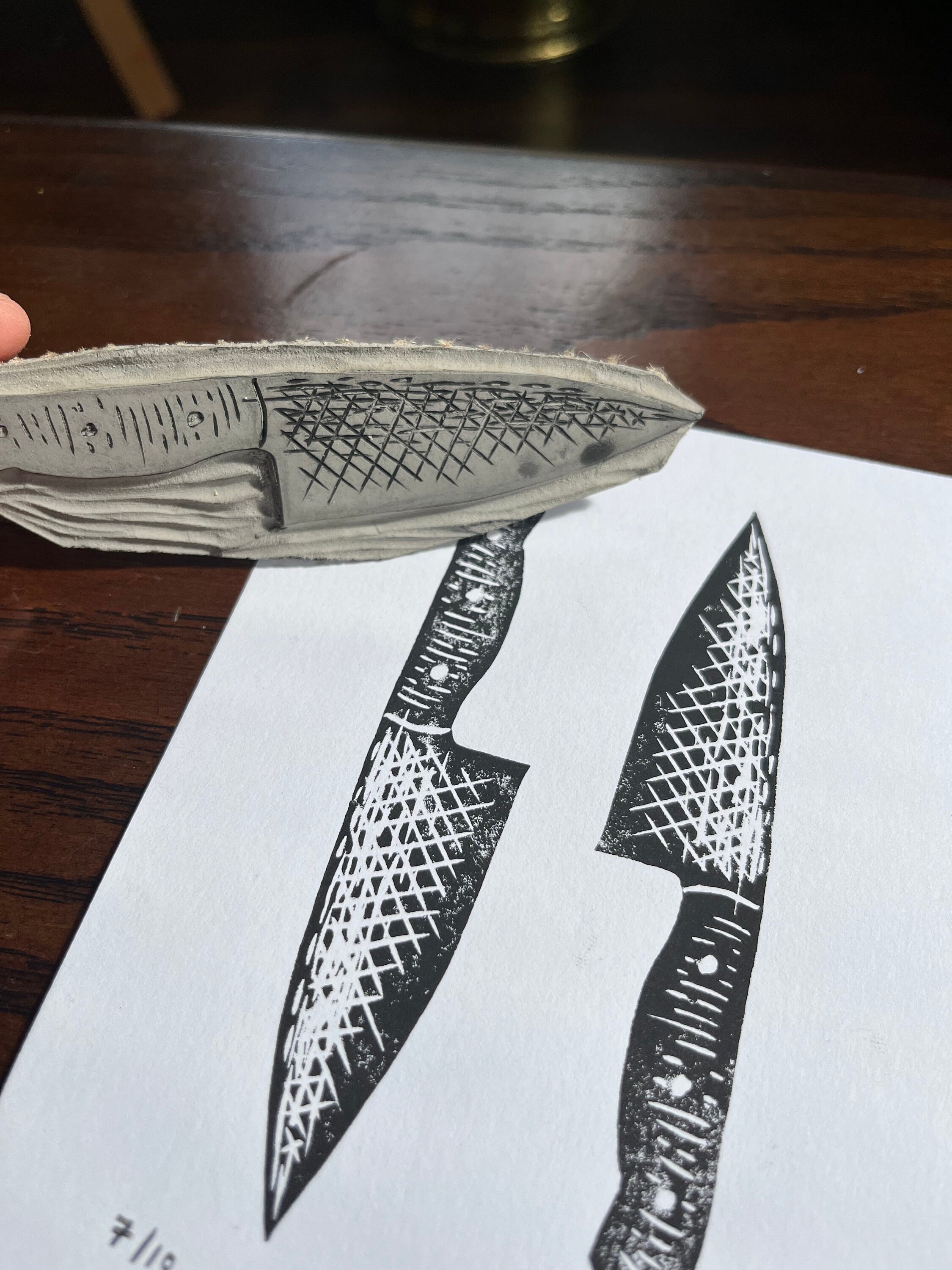 Kitchen Knife Linocut Print - Etsy