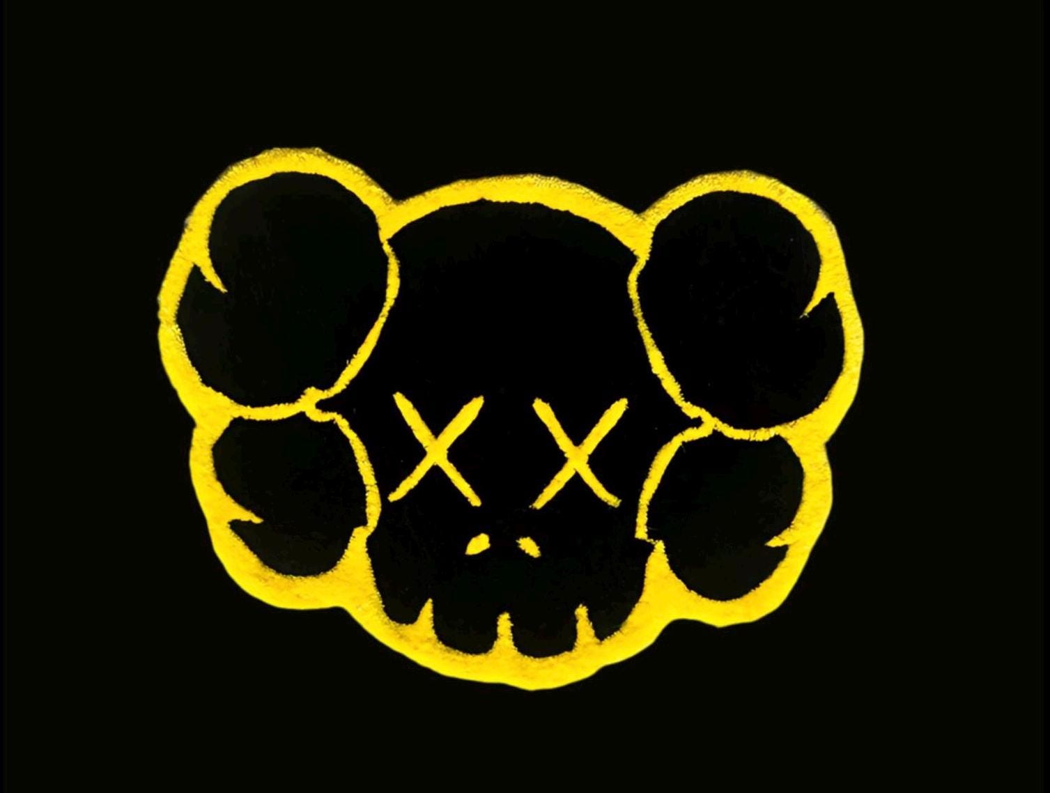 Kaws Face Black and Yellow - Etsy