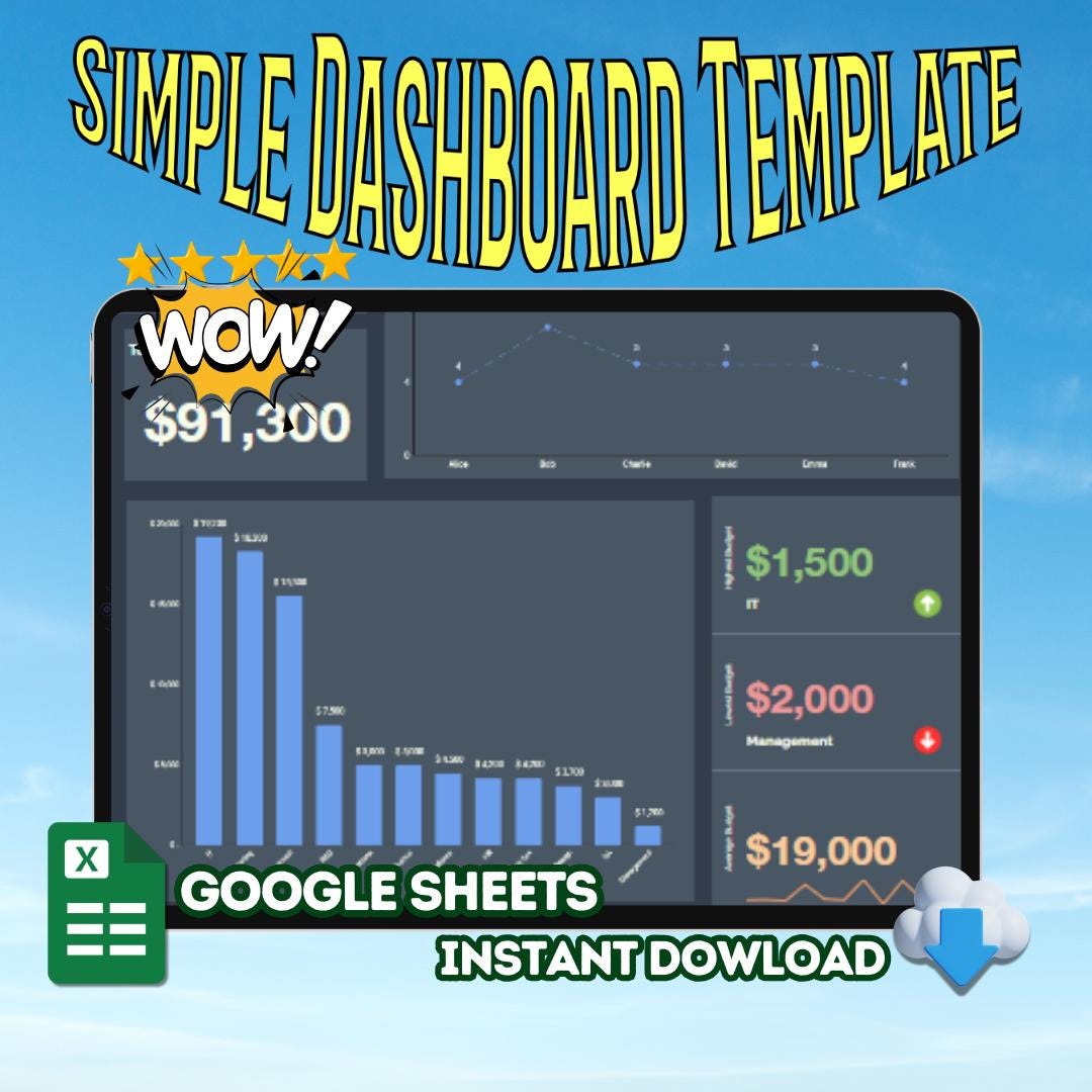 Simple Dashboard Template, Editable Google Sheets Dashboard, Easy-to ...