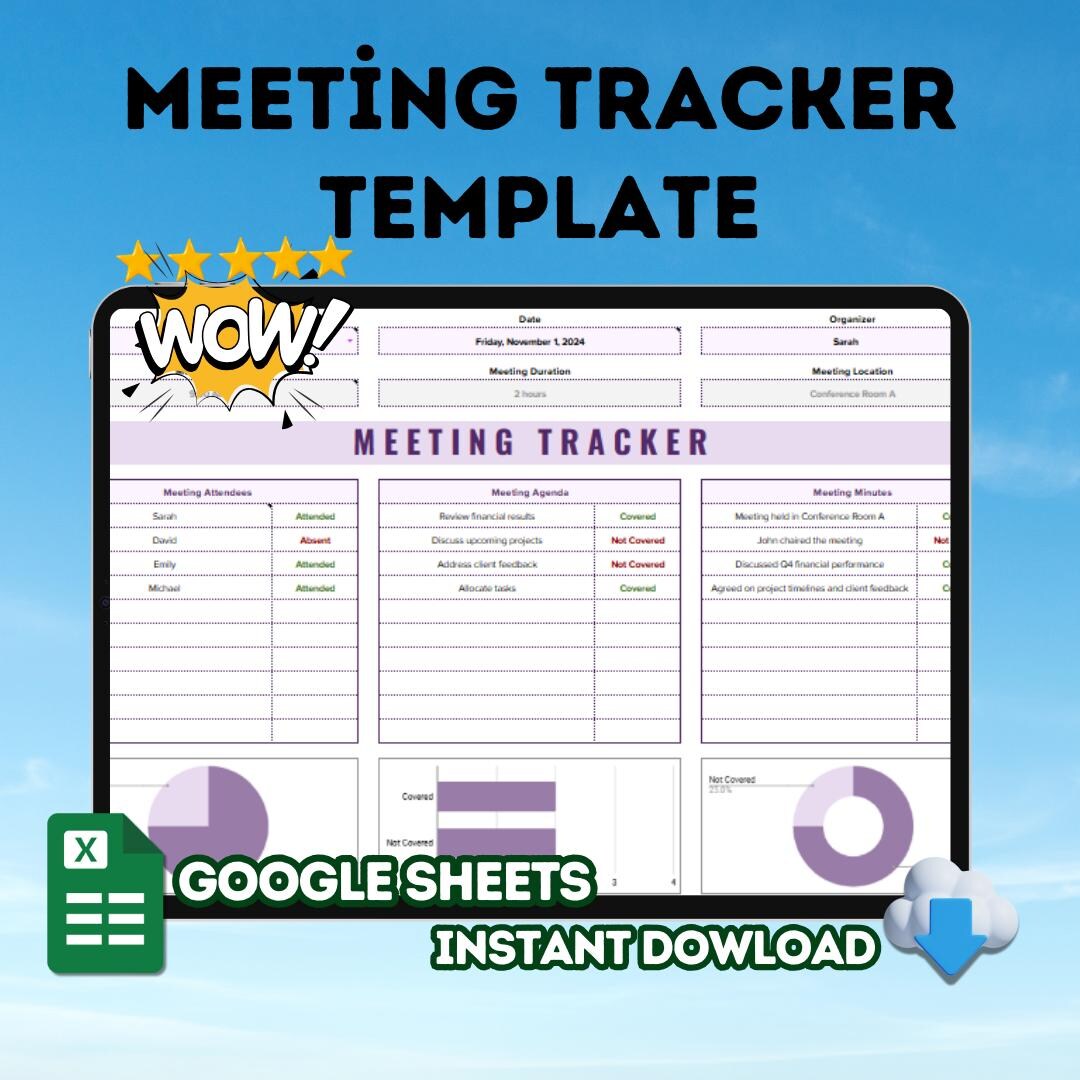 Meeting Tracker Template, Meeting Minutes Template, Editable Planner ...