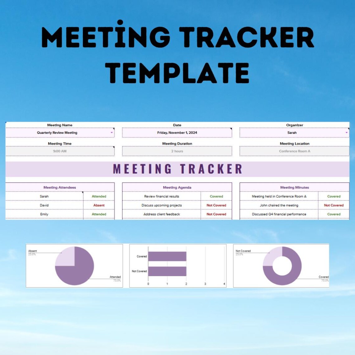 Meeting Tracker Template, Meeting Minutes Template, Editable Planner ...