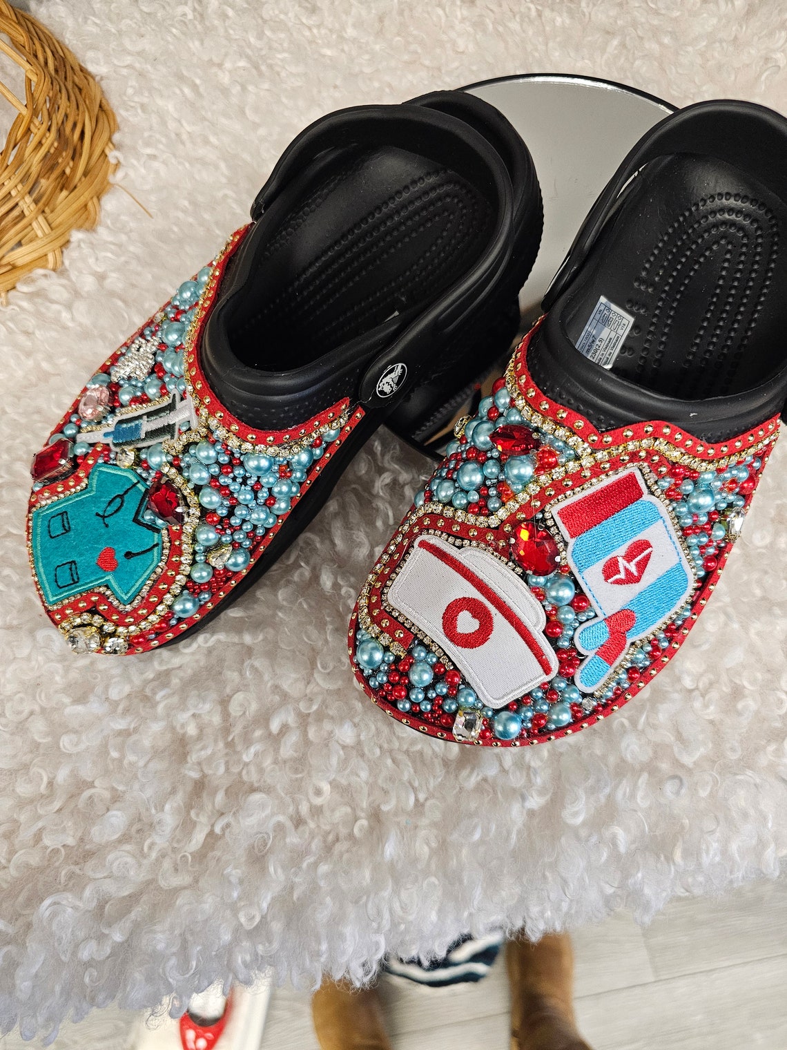 Custom Nursing Crocs, Clogs Bling Bedazzled Crocs - Etsy