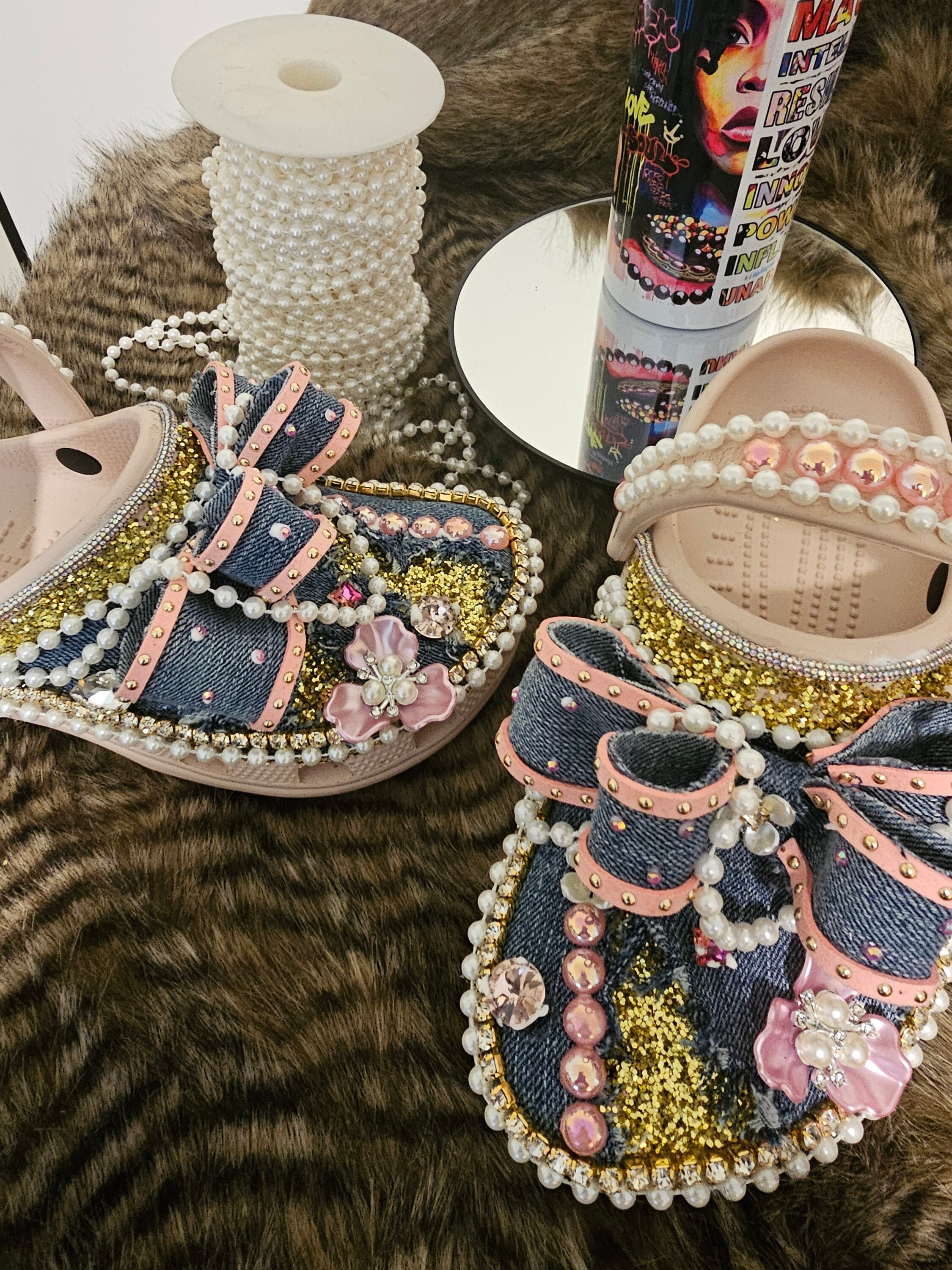 Custom Crocs With Denim and Pearls - Etsy