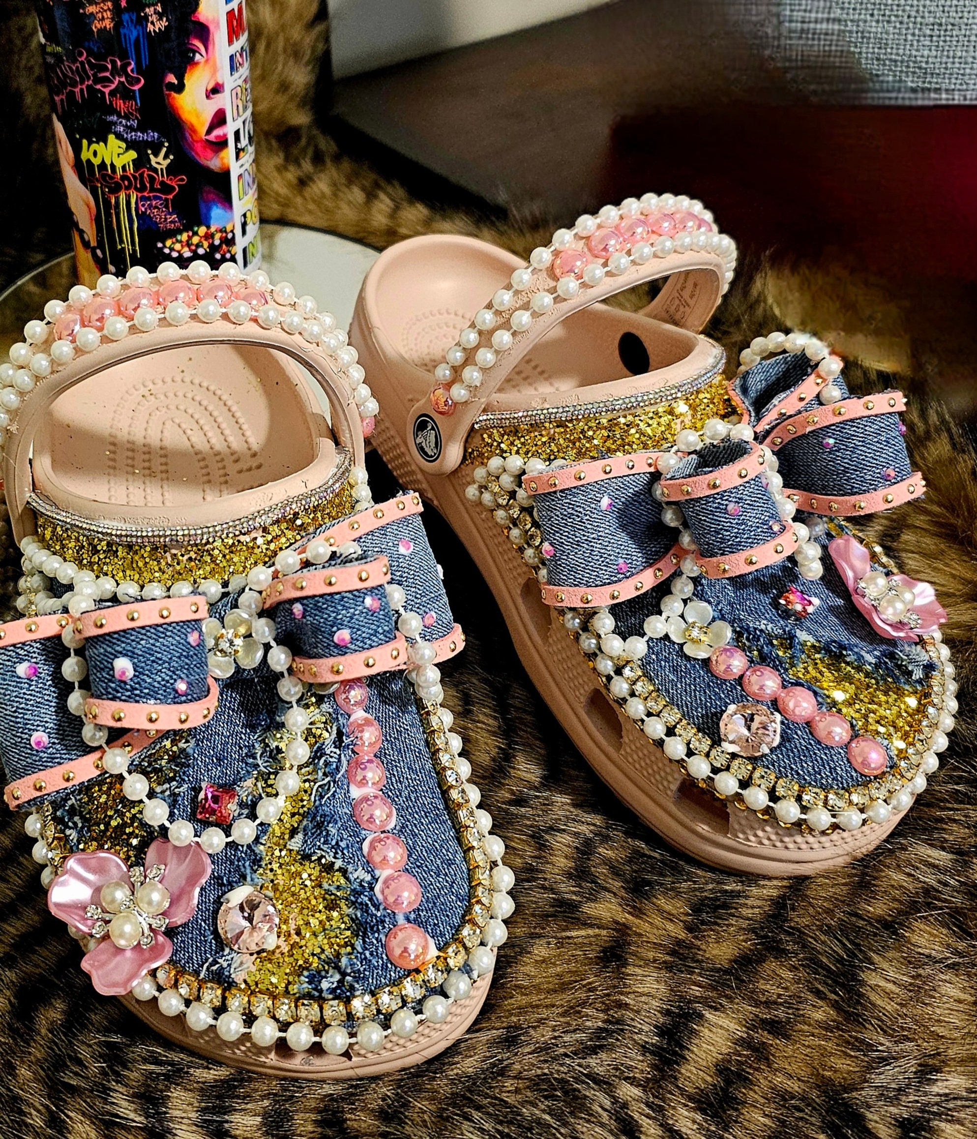 Custom Crocs With Denim and Pearls - Etsy