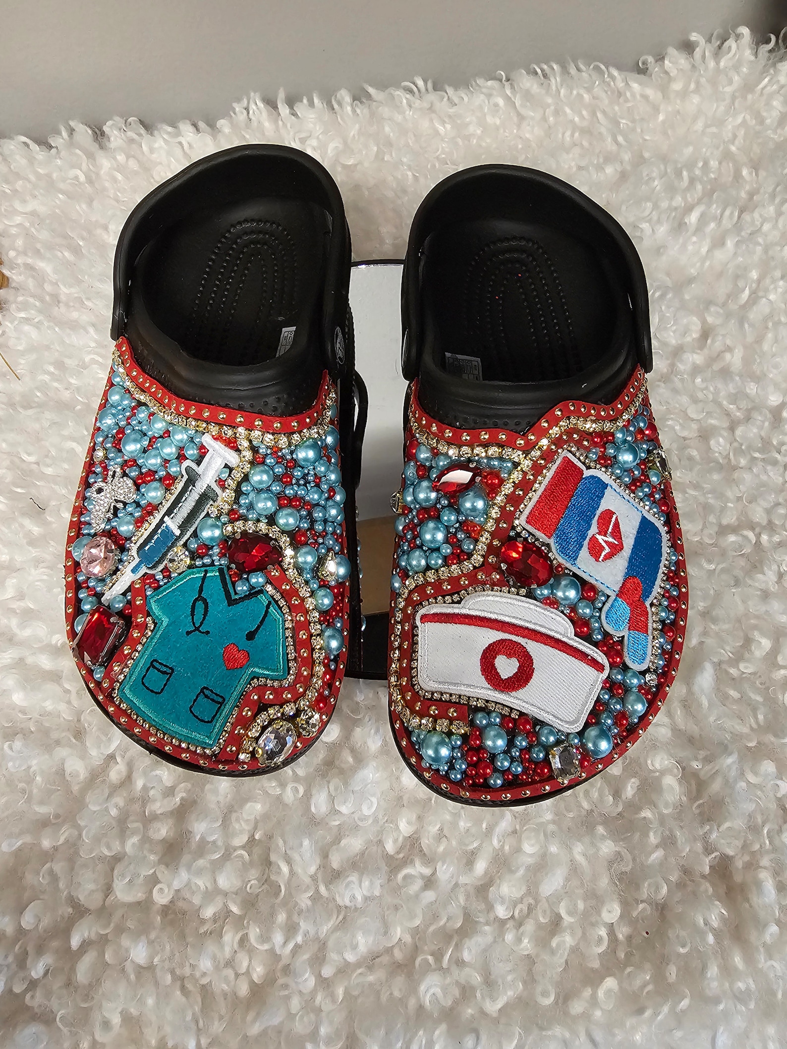 Custom Nursing Crocs, Clogs Bling Bedazzled Crocs - Etsy
