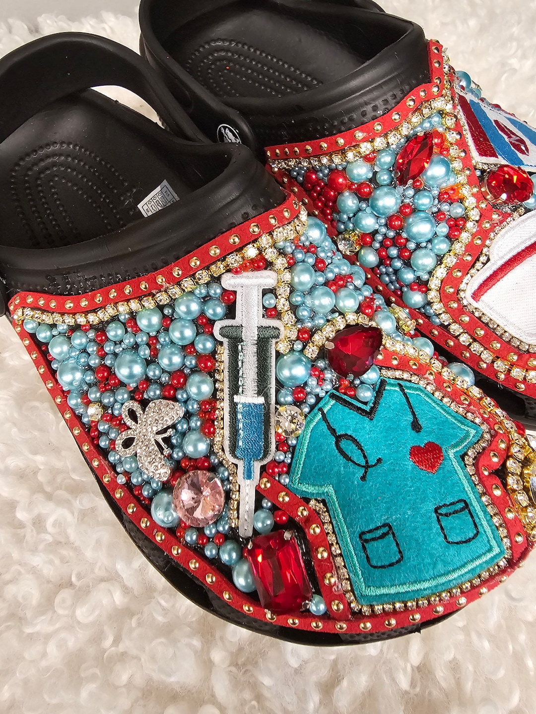 Custom Nursing Crocs, Clogs Bling Bedazzled Crocs - Etsy