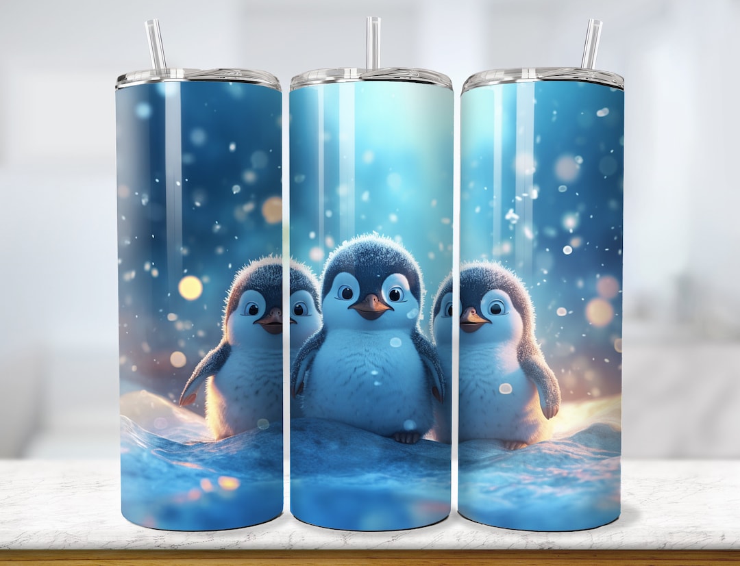 3D Penguin Tumbler Wrap PNG 20 Oz Skinny Tumbler Wrap PNG Baby Penguin ...