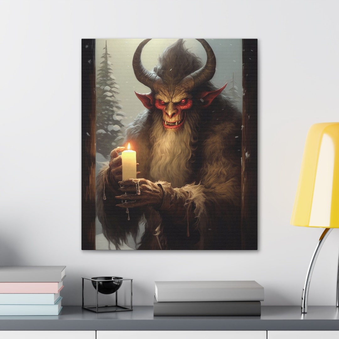 Krampus Canvas Wall Art, Creepy Christmas Art, Gothic Christmas ...