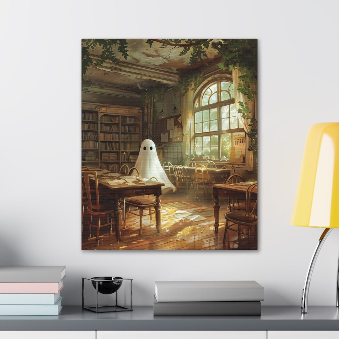 Ghost in Classroom Canvas: Dark Academia Halloween Wall Art - Etsy