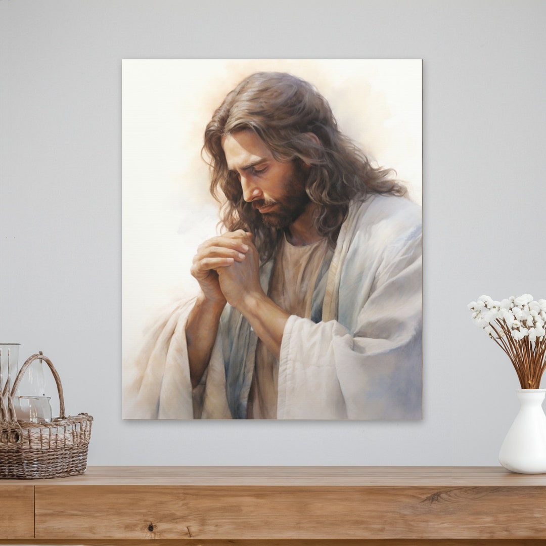 Jesus Praying Portrait: Ready to Hang Canvas Wall Art - Etsy