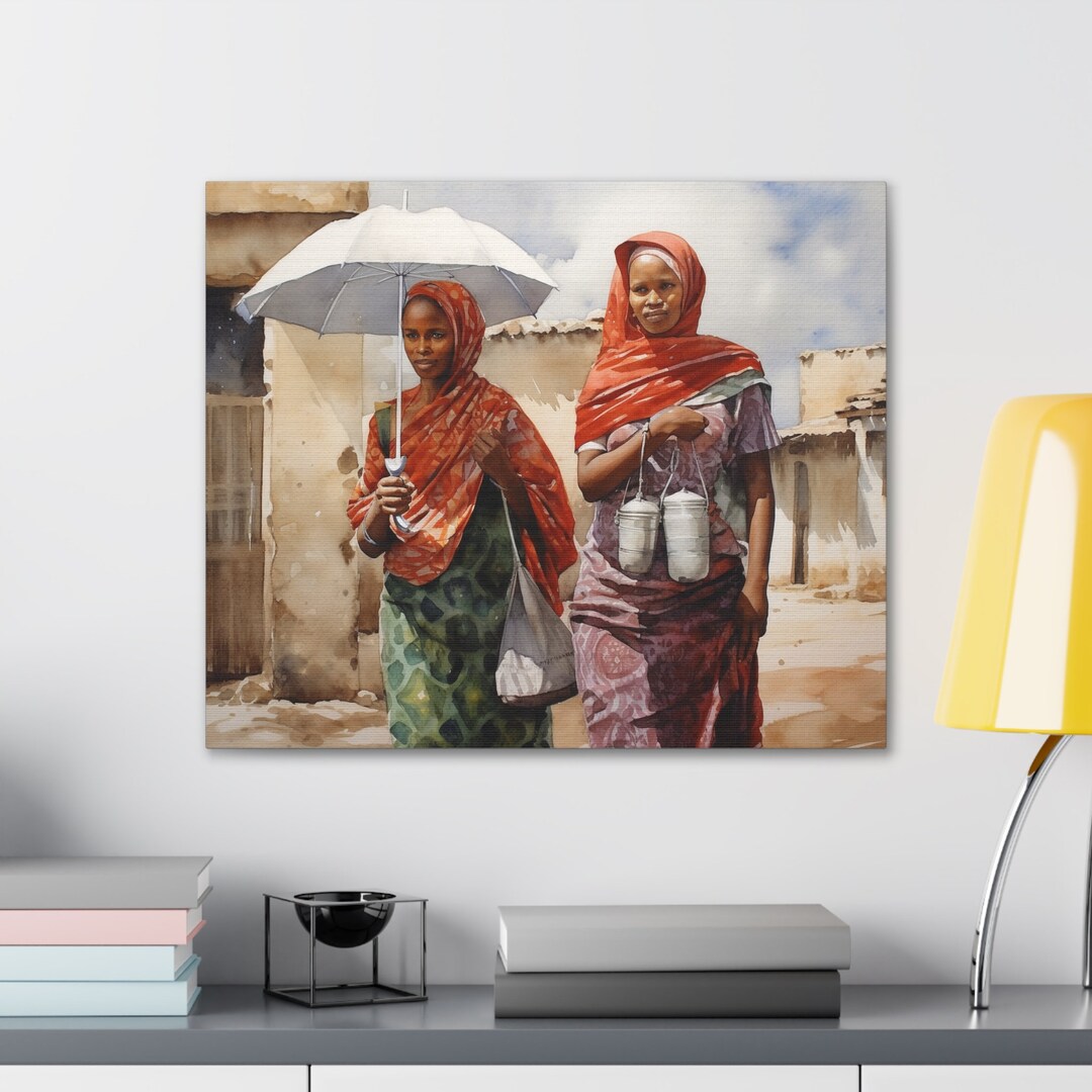 Swahili Women Watercolor Canvas Art: Ready to Hang Home Decor - Etsy
