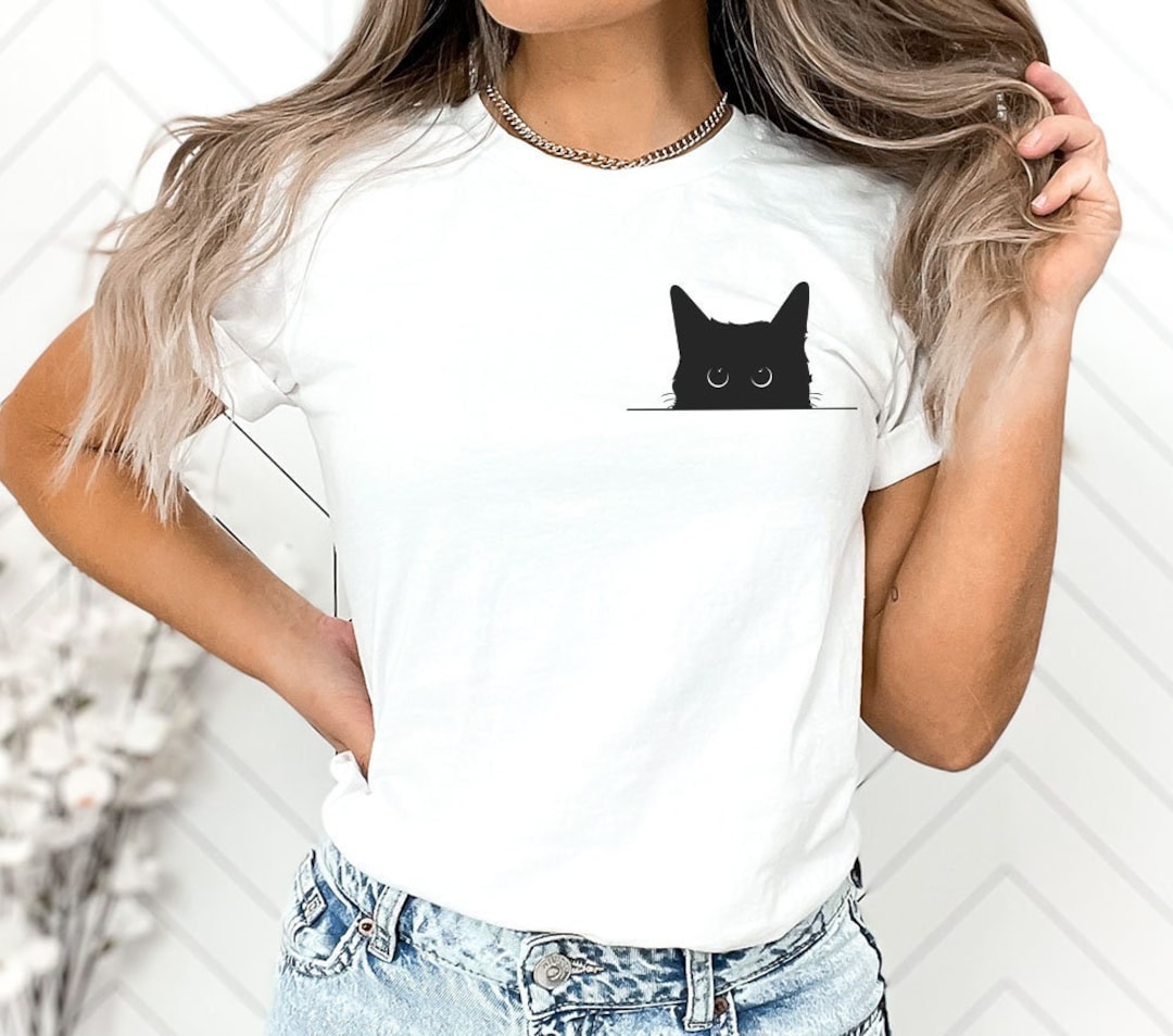 Black Cat Pocket Design Shirt Pocket Black Cat Shirt Black Cat T Shirt ...