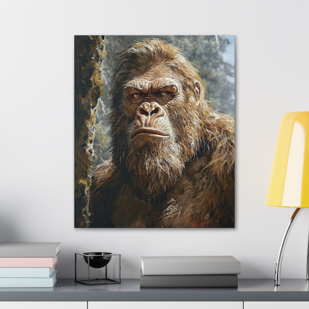 Bigfoot Portrait Art Canvas, Bigfoot Canvas Wall Art, Bigfoot Decor ...