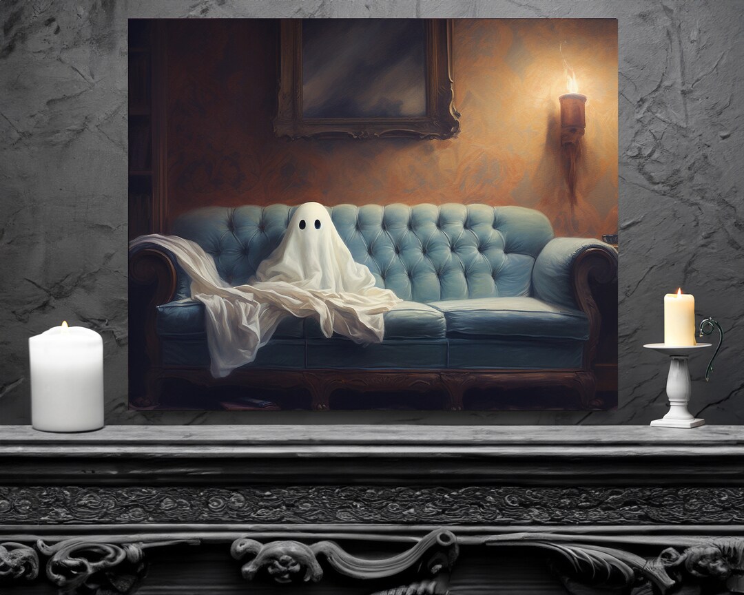 Ghost on Couch Wall Art Halloween Decor Gothic Art Dark Academia ...