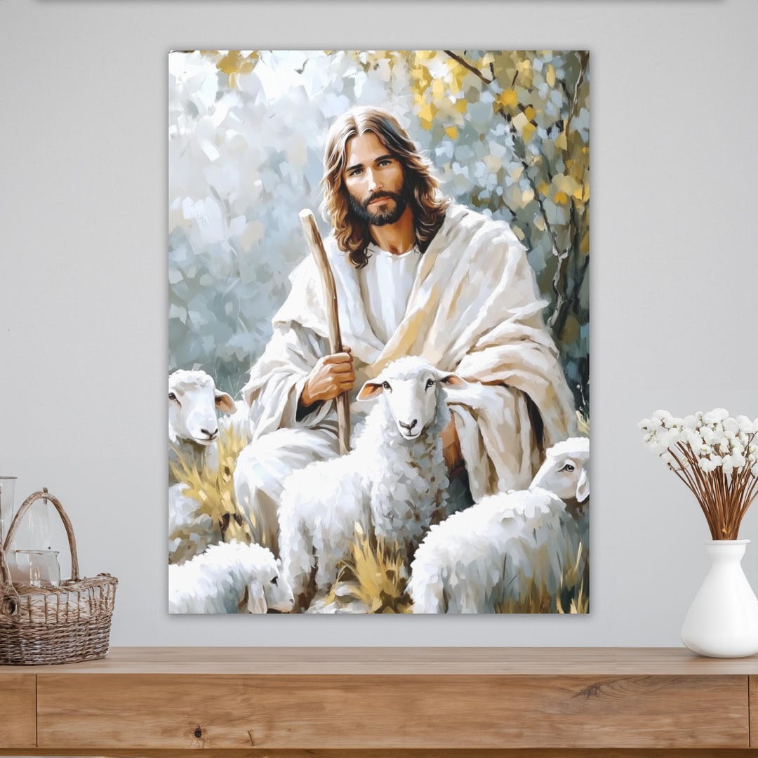 Jesus the Shepherd Canvas, Religious Wall Art, Christian Canvas Print ...