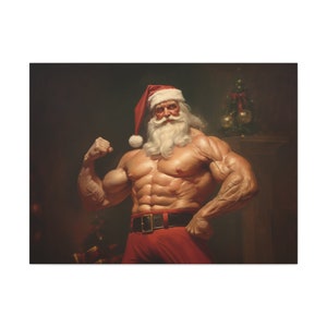 Swole Santa Canvas: Funny Christmas Oil Painting, Farmhouse Decor - Etsy