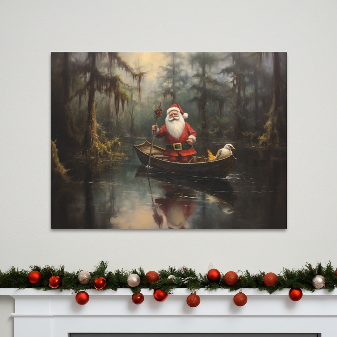 Cajun Santa Canvas: Vintage Bayou Christmas Wall Art - Etsy