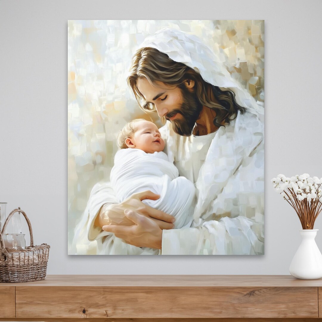 Jesus Holding Infant Canvas, Religious Wall Art, Christian Canvas Print ...