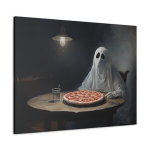 Ghost Eating Pizza Wall Art Halloween Decor Gothic Art Dark Academia ...