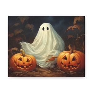 Ghost and Jack O Lanterns Wall Art Halloween Decor Gothic Art Dark ...