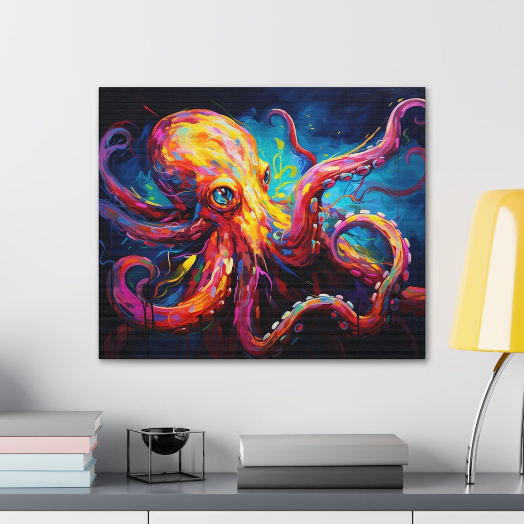 Octopus Canvas Wall Art Octopus Art Octopus Neon Oil Painting Octopus ...