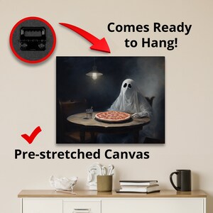 Ghost Eating Pizza Wall Art Halloween Decor Gothic Art Dark Academia ...