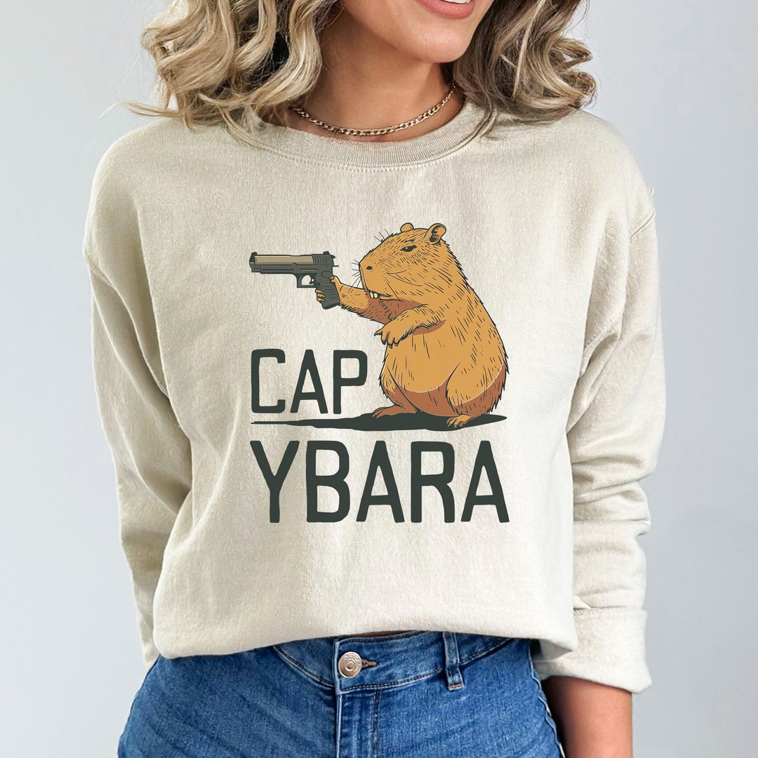 Funny Capybara Sweatshirt, Capybara Gun Sweater, Dark Humor Sweater ...