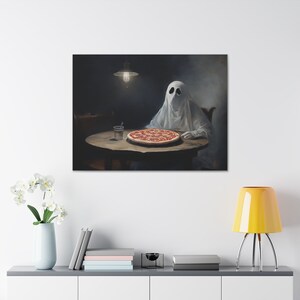 Ghost Eating Pizza Wall Art Halloween Decor Gothic Art Dark Academia ...
