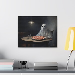 Ghost Eating Pizza Wall Art Halloween Decor Gothic Art Dark Academia ...