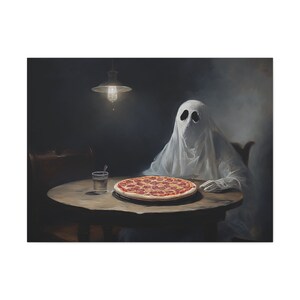 Ghost Eating Pizza Wall Art Halloween Decor Gothic Art Dark Academia ...